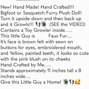 Hand Crafted | Toys | Bigfoot Sasquatch Plush Faux Fur Doll Golden ...